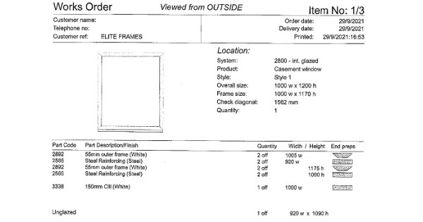 uPVC Full Bottom Opening Window Frame Unglazed